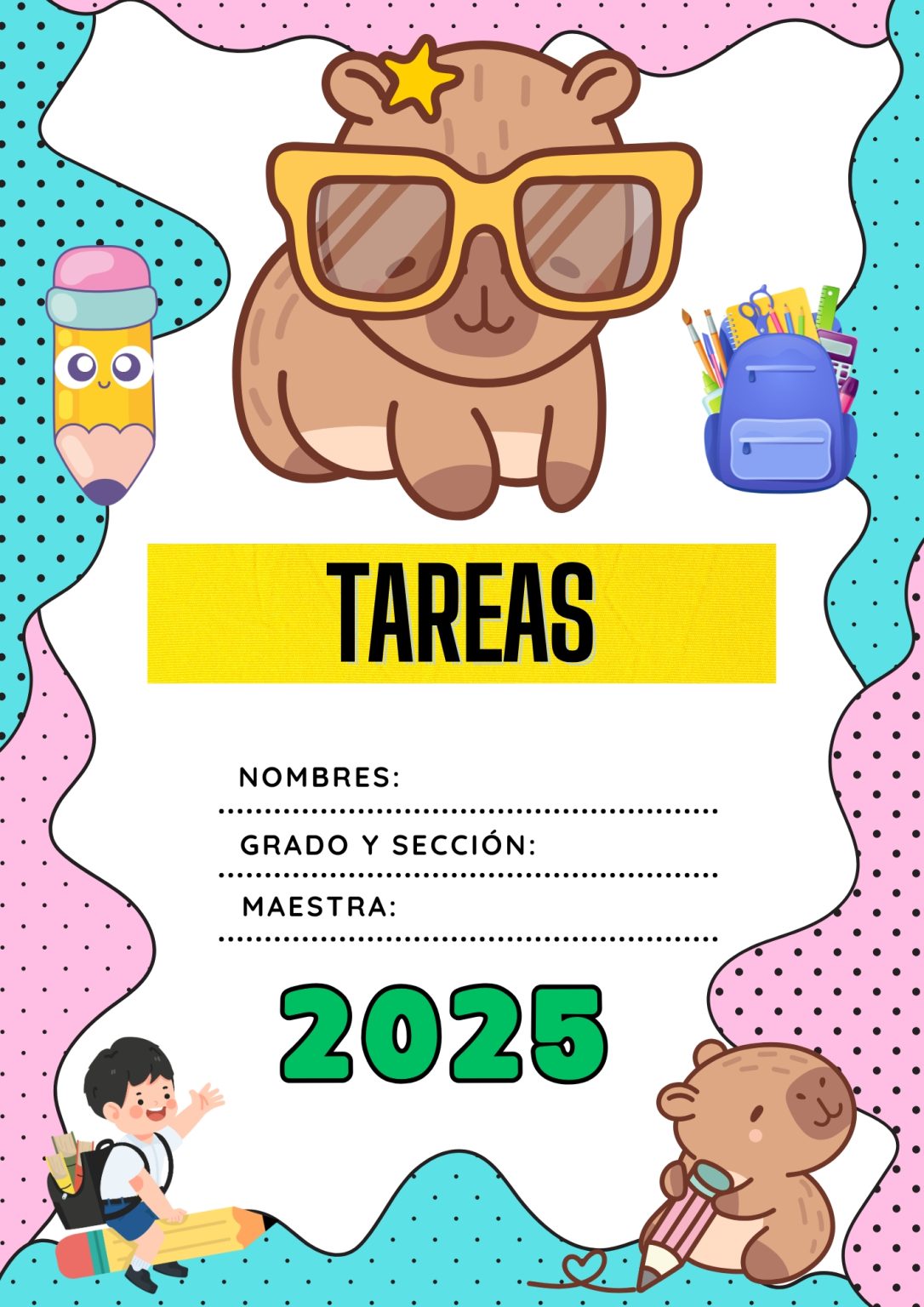 Portadas de CAPIBARA Para Cuadernos A4 GRATIS